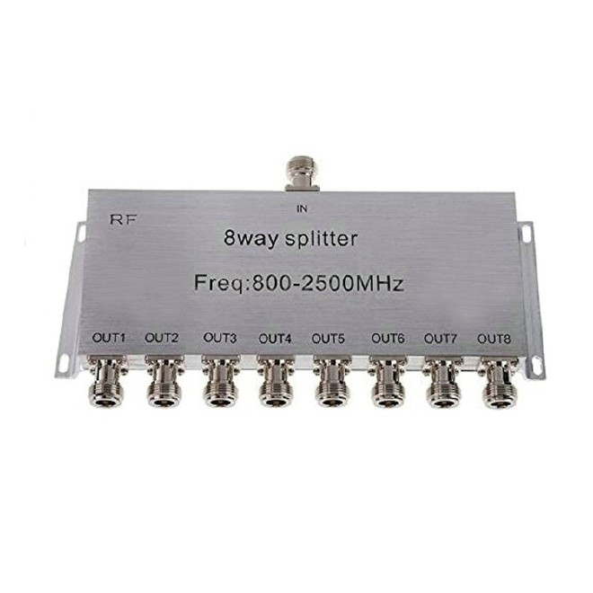 High Isolation 8 Way Power Divider / Power Splitter 800-2500MHZ , N-female Connector